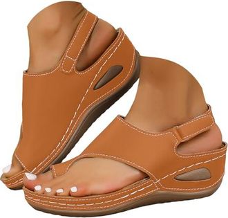 Generic Sandales orthop&eacute;diques compens&eacute;es pour femme - Sandales d&eacute;t&eacute; habill&eacute;es &agrave; talons compens&eacute;s - Bout ouvert - Sangle de cheville - Antid&eacute;rapantes - Confor