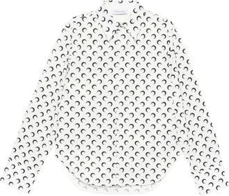 Marine Serre Homme, Chemises, Multicolore, Taille: M Chemise &agrave; Manches Longues Imprim&eacute;e Lune Int&eacute;grale en Popeline