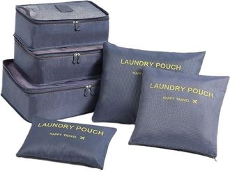 Generic 6-teiliges Packw&uuml;rfel-Gep&auml;ck-Organizer, Reise-Aufbewahrungsbeutel for Kleidung, Schuhe, Toilettenartikel, tragbares Koffer-Organisationsset(Grey-L)