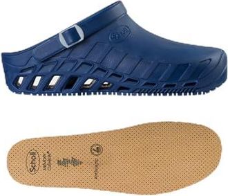 Scholl Clog Evo Bleu + Semelles Antistatiques avec Memory Cushion pour Clog Evo - Bleu/Marron