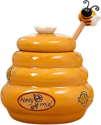 Luxshiny Keramik-Honigtopf 140Ml Mit Deckel Und Honiglöffel Praktischer Honigbehälter Für Küche Und Haushalt Kompakte Größe Für Frische Aufbewahrung