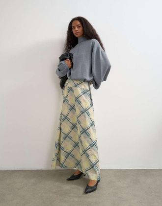 Topshop jupe longue cercle &agrave; large ceinture &agrave; carreaux-Neutre