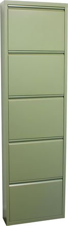 ebuy24 Pisa mit 5 Klappen/T&uuml;ren in Metall gr&uuml;n (50x173x16 cm) - Schuhschrank - Klappbar/faltbar - modern - f&uuml;r Flur & Eingangsbereich - ideal f&uuml;r schmale Flu
