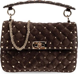 Valentino Garavani Sac port&eacute; &eacute;paule moyen Rockstud Spike - Femme - Sacs - Brun - Taille: ONE Size