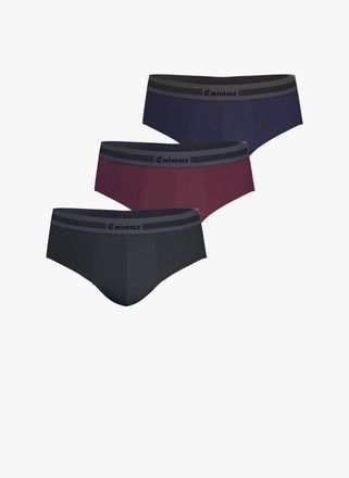 Eminence Lot de 3 slips unis en coton m&eacute;lang&eacute;