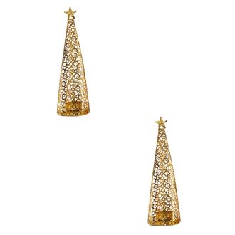 Cabilock 2St Weihnachtskerzenhalter Desktop-Weihnachtsbaumdekoration Tischdekoration Weihnachtsdekorationen Kerzenst&auml;nder Weihnachten Christbaumschmuck Retro-K