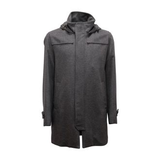 Herno Homme, Manteaux, Gris, Taille: L Manteau Mi-Long en Laine et Cachemire