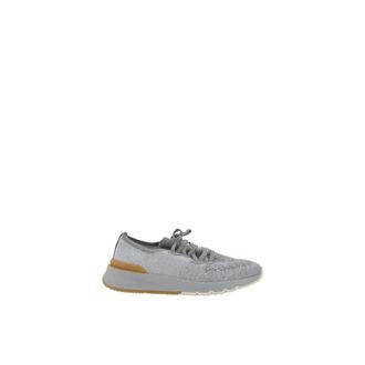 Brunello Cucinelli Mesh Lace-Up Sneakers mit Kontrastierender Ferse - - Shoes - Herren - Grau - 40 EU