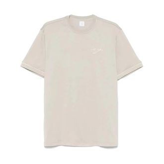Eleventy W&uuml;stensalbei Gr&uuml;nes Logo T-Shirt - - Tops - Herren - Beige - L