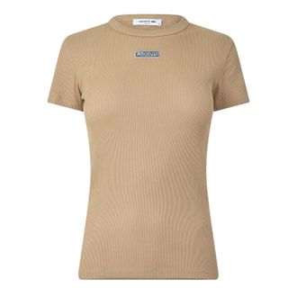 Lacoste T-Shirt f&uuml;r Damen, Rundhalsausschnitt, Fleece (Beige)
