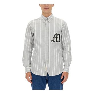 Msgm Baumwollhemd mit Monogramm - - Shirts - Herren - Grau - M