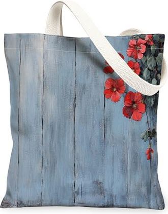 Generic Sac fourre-tout en toile avec motif floral de g&eacute;ranium printanier 33 x 38,1 cm, sac d&eacute;picerie r&eacute;utilisable pour femme, peinture esth&eacute;tique de campagne