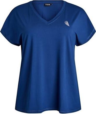 Zizzi Active by T-shirt pour femme avec col en V Taille 42-60 - Grande taille Vêtements pour femme, Estate Blue., 54-56 grande taille