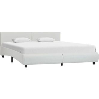 vidaXL Bettgestell mit led Wei&szlig; Kunstleder 180&times;200 cm Vidaxl