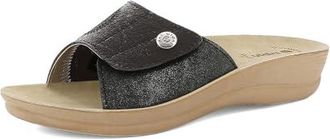 Inblu Femme Ciabatte Donna Con Chiusura A Strappo E Inserto Elastico, Plantare Soffice E Anatomico Multiprise, Noir, 39 EU