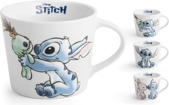 hOme Home -Stitch Sketch Set 6 Jumbo-Tassen Frühstückstassen Stitch Porzellan dekoriert 40 cl