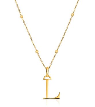 Abbott Lyon Halskette aus wasserfestem Edelstahl mit 18-Karat-Vergoldung und Anhänger mit L-Initiale-Goldfarben