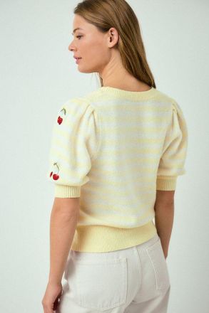 Next Strickpullover Gestricktes Oberteil mit Puff&auml;rmeln (1-tlg)