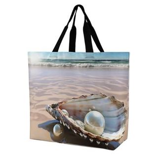 Generic Perle De Moule De La Plage Oc&eacute;anique Sac Fourre-Tout L&eacute;ger Tote Bag R&eacute;utilisable Sac A Main Femmes Pour Voyage Plage Quotidienne