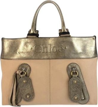 Chlo&eacute; Sac cabas en toile et cuir Pre-owned - Femme - Pre-owned - Beige - Taille: ONE Size