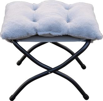 Quick Star Fu&szlig;hocker Klappbar Fu&szlig;ablage Fu&szlig;st&uuml;tze Faltbar Sitzhocker mit Metallbeinen Fusshocker mit Abnehmbar Gepolsterte Sitzfl&auml;che Pl&uuml;sch Fell