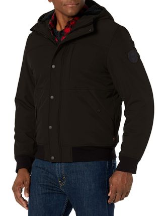 Levi's Herren-Bomberjacke mit Sherpa-Futter und Kapuze, Schwarz, XXL
