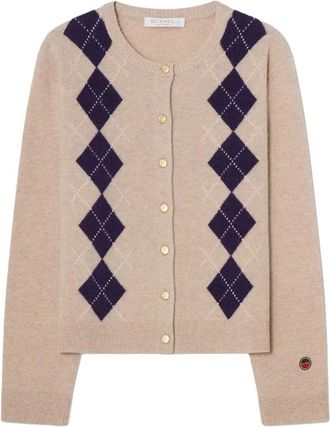 Busnel Julia Karierter Cardigan - - Knitwear - Damen - Beige - XL
