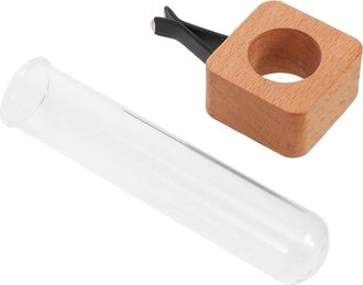 BESPORTBLE Auto Vasenhalter aus Buchenholz mit Quadratischem Clip L&uuml;ftungsgittervase f&uuml;r Hydrokultur Kleine Glasvase Zur Wasservermehrung Dekoratives Auto Innenr