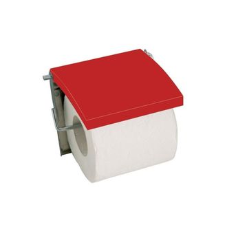 MSV Toilettenpapierhalter aus Edelstahl/MDF in rot, Mehrfarbig, 30 x 20 x 15 cm, Multi-Colored, 15x13x13 cm