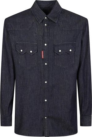 Dsquared2 Homme, Chemises, Bleu, Taille: L Logo Patch Denim Shirt