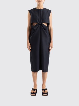 Balenciaga A-Linien-Midikleid aus Wolle und Seide mit Cut-Out-Details