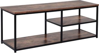 HOMCOM Homcom - Meuble tv design industriel dim. 120L x 40l x 45H cm grand plateau 2 étagères panneaux particules coloris boisé métal noir