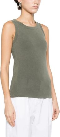 Majestic Filatures Femme, Tops, Vert, Taille: 42 FR T-shirt sans manches &agrave; col rond