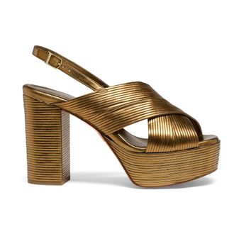 Santoni Sandale &agrave; talon haut en cuir - Femme - Chaussures - Jaune - Taille: 36 EU