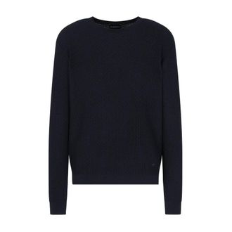 Emporio Armani Waffle Knit Crewneck Jumper - - Knitwear - Herren - Blau - 2XL