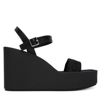 Calvin Klein Sandalen Calvin Klein Wedge 70 Sndl Webbing Lth HW0HW02882 Schwarz