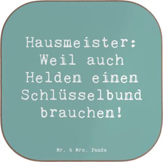 Mr. & Mrs. Panda Coaster Spruch Hausmeister Held - Geschenk, Beruf, Hilfe, Berufsprodukte, handgefertigte Geschenke, mit Herz, Tassenuntersetzer, Kreativität, Unterset