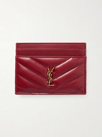 Saint Laurent Porte-cartes En Cuir À Surpiqûres Cassandre - Rouge