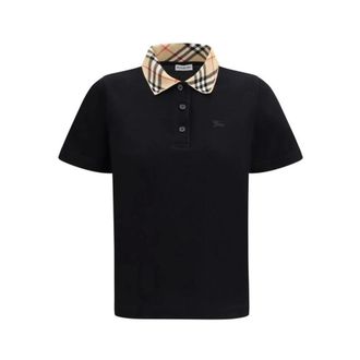 Burberry Femme, Tops, Noir, Taille: 40 FR Polo en coton avec col classique