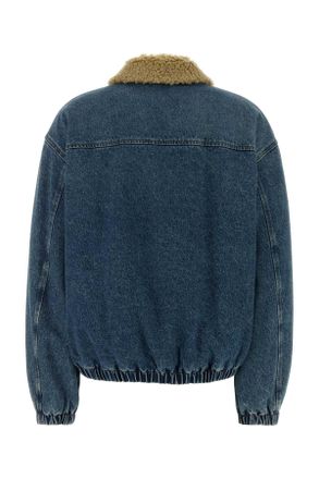Miu Miu Sherpa-Collar Denim Bomber Jacket - Blue