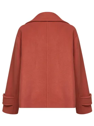 Chlo&eacute; Womens Short Wool-Blend Coat Cedar Pink Virgin Wool