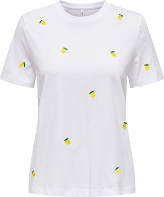 Only Damen Onlketty Life S/S O-Neck Top Box Cs JRS T-Shirt, Bright White, Large