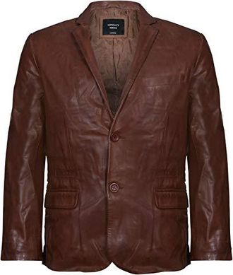 Infinity Leather Blazer en Cuir Véritable Marron pour Hommes Veste Italienne Moulante 3XL