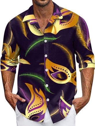 Generic Faschingskost&uuml;me M&auml;nner, Karneval Herren Hemd Fasching Erwachsene Partner Hippie Kost&uuml;m Lustig Gro&szlig;e Gr&ouml;&szlig;en Oversize Kost&uuml;m Langarm 2024 Festliches Ou