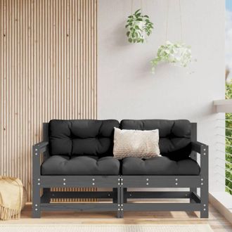 vidaXL Garten-Ecksofas 2 Stk. Grau Massivholz Kiefer Vidaxl