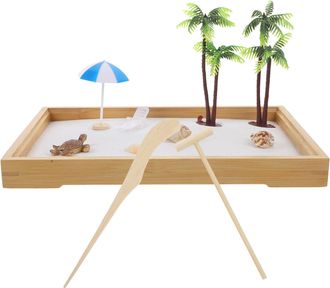 Cabilock DIYEAH Miniatur Ozean sandlandschaft DIY Zen Garten Dekoratives Strand sandtablett mit Figuren Kreatives Haus Bürodekor Beruhigende Tischdekoration fü