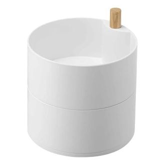 Yamazaki Tableware Yamazaki 5313 TOSCA Tiefe Schmuckdose mit 2 Ebenen, wei&szlig;, Holz/ABS Harz/Melaminharz, Minimalistisches Design, 14,5 x 14,5 x 15,5 cm (LxBxH)