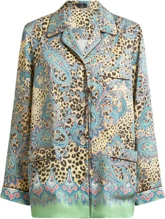 Etro Femme, Blouses et Chemises, Multicolore, Taille: 34 FR Chemise en twill avec motif cachemire et imprim&eacute; animalier plac&eacute;