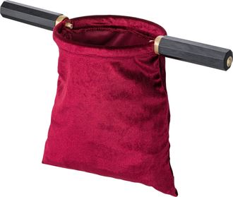 MaMeMi Klingelbeutel aus SAMT mit MESSINGRING & Griff - Ø 13 cm - Burgundrot - KOLLEKTENBEUTEL in Bester KIRCHENQUALITÄT - für GOTTESDIENST, Spenden & DEKO -