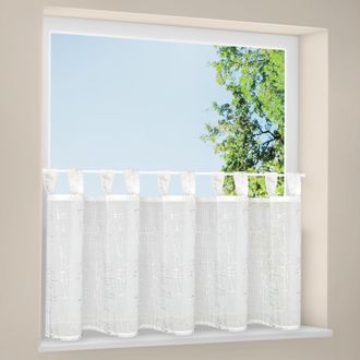 Happy Home Scheibengardine Henry mit abstrakten Mustern in Silber B/H 145/50 cm halbtransparent